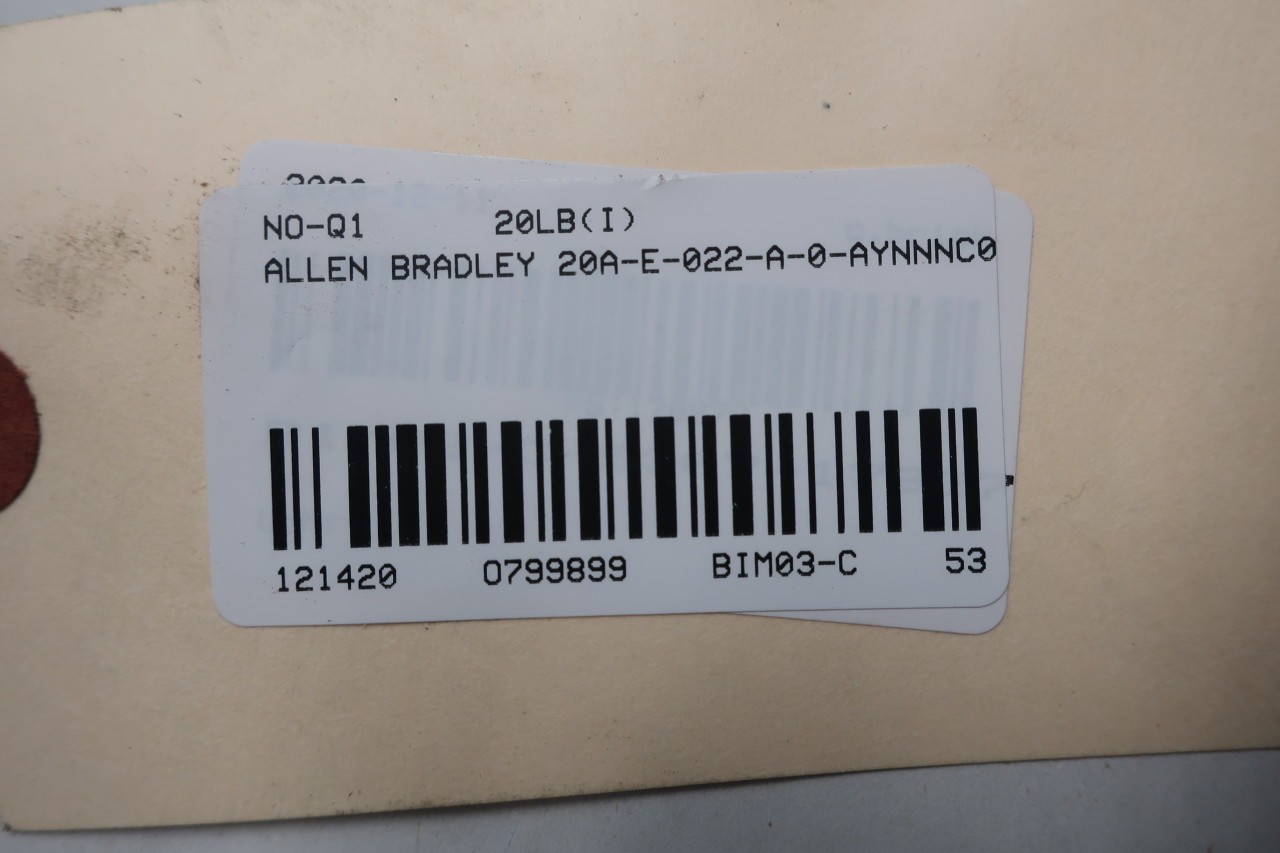 ALLEN BRADLEY 20A-E-022-A-0-AYNNNC0 POWERFLEX 70 VFD DRIVE