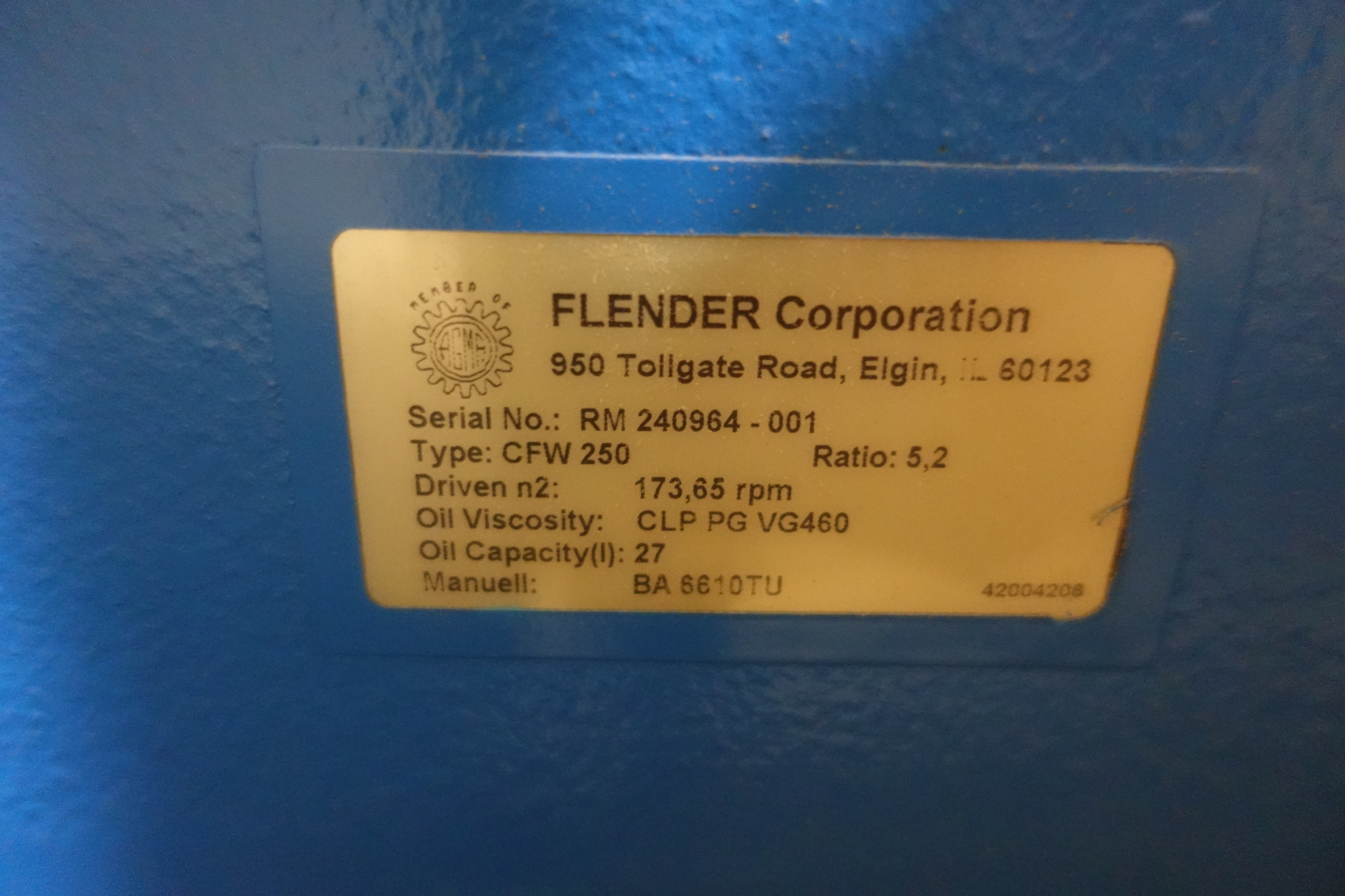FLENDER CFW 250 WORM GEAR, RATIO 5.2 For Sale | Aucto