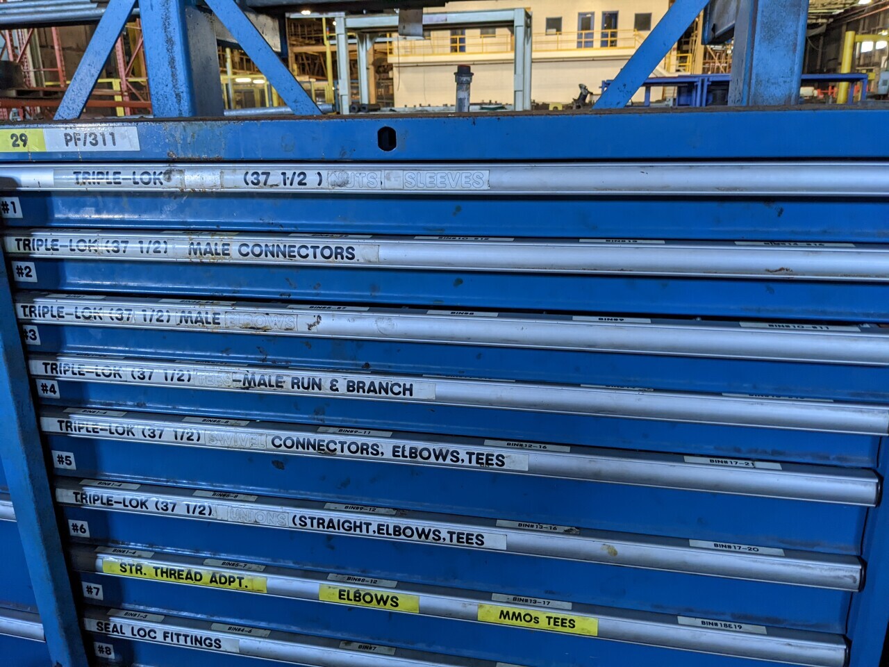 12 DRAWER LISTA TOOL CABINET WITH CONTENTS, ASSORTED CONNECTORS, TEES ...