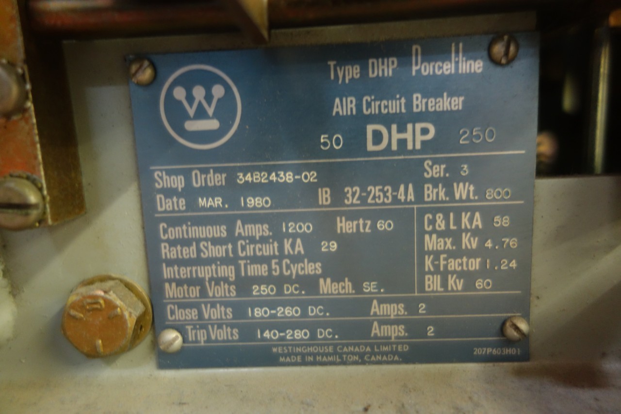 3 PALLETS OF WESTINGHOUSE 50 DHP-250 AIR CIRCUIT BREAKERS, 1200 AMP