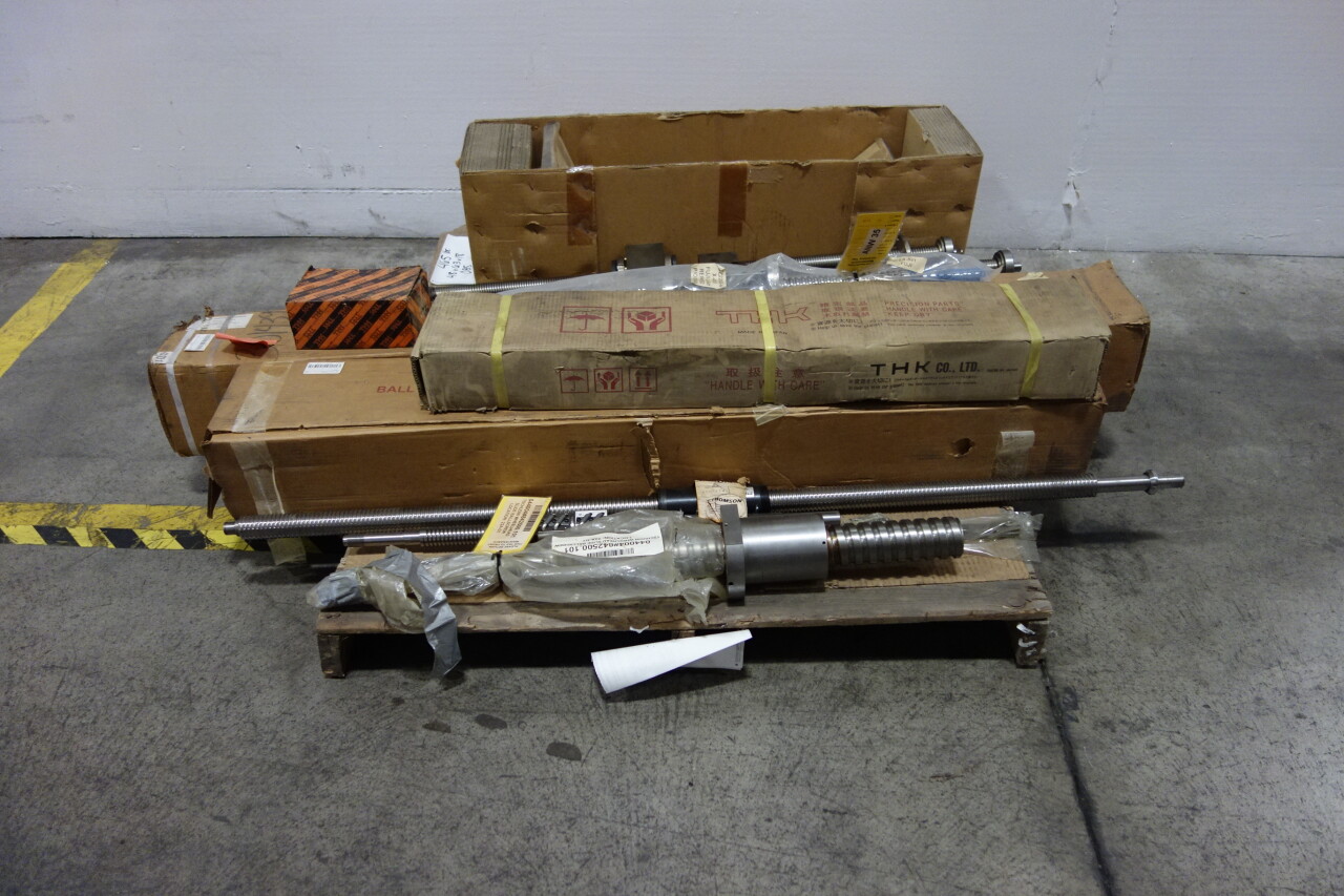 PALLET OF ASSORTED LINEAR BEARINGS AND BALL SCREW ASSEMBLIES