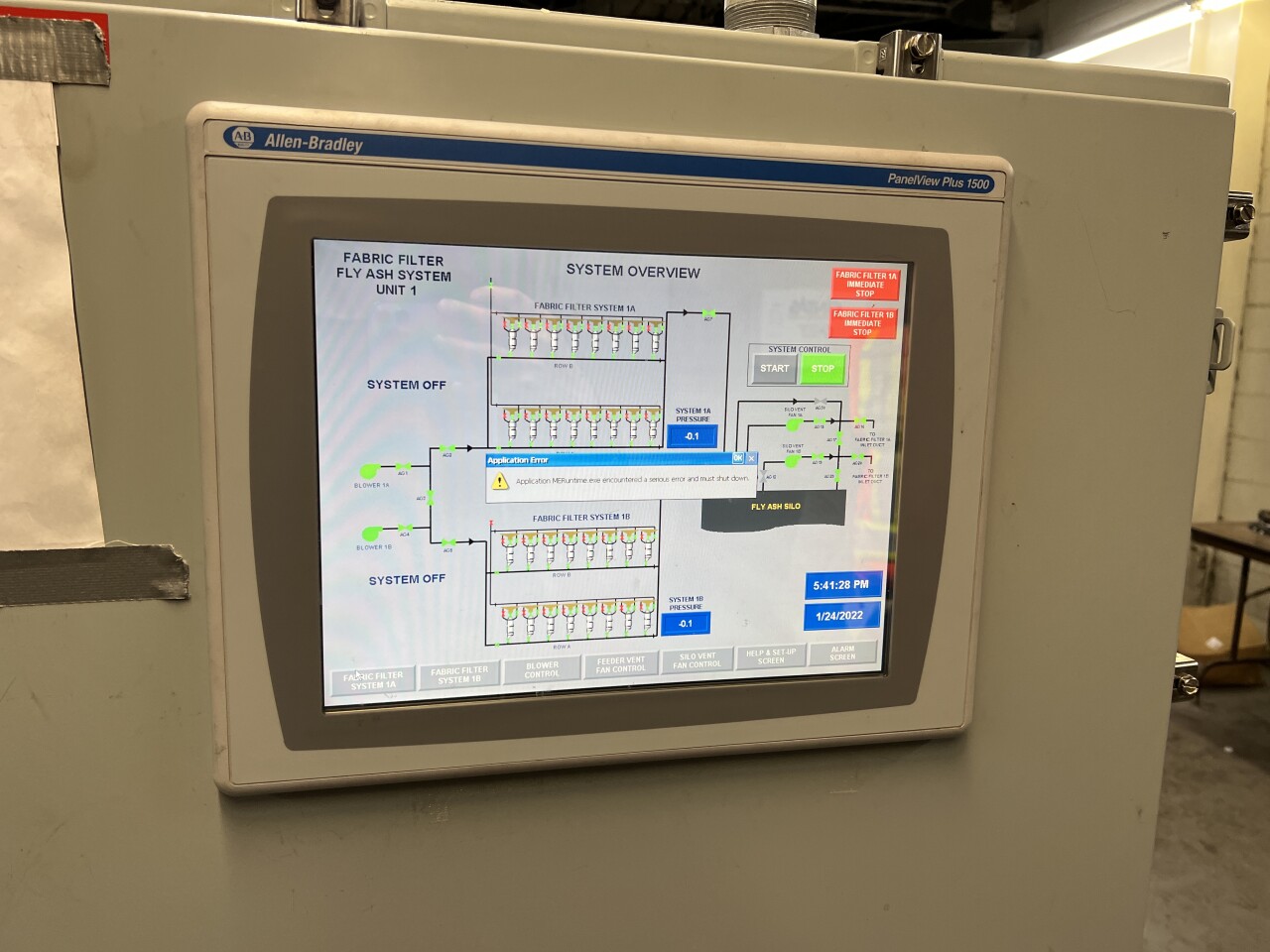 Cabinet with Allen Bradley Panelview Plus 1500 HMI