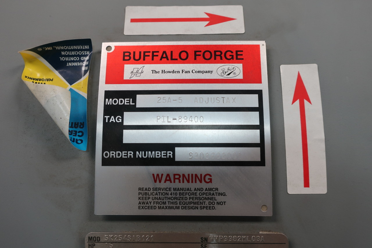 HOWDEN BUFFALO 25A-5 ADJUSTAX FAN MOTOR ASSEMBLY 3PH 460V-AC FAN For ...