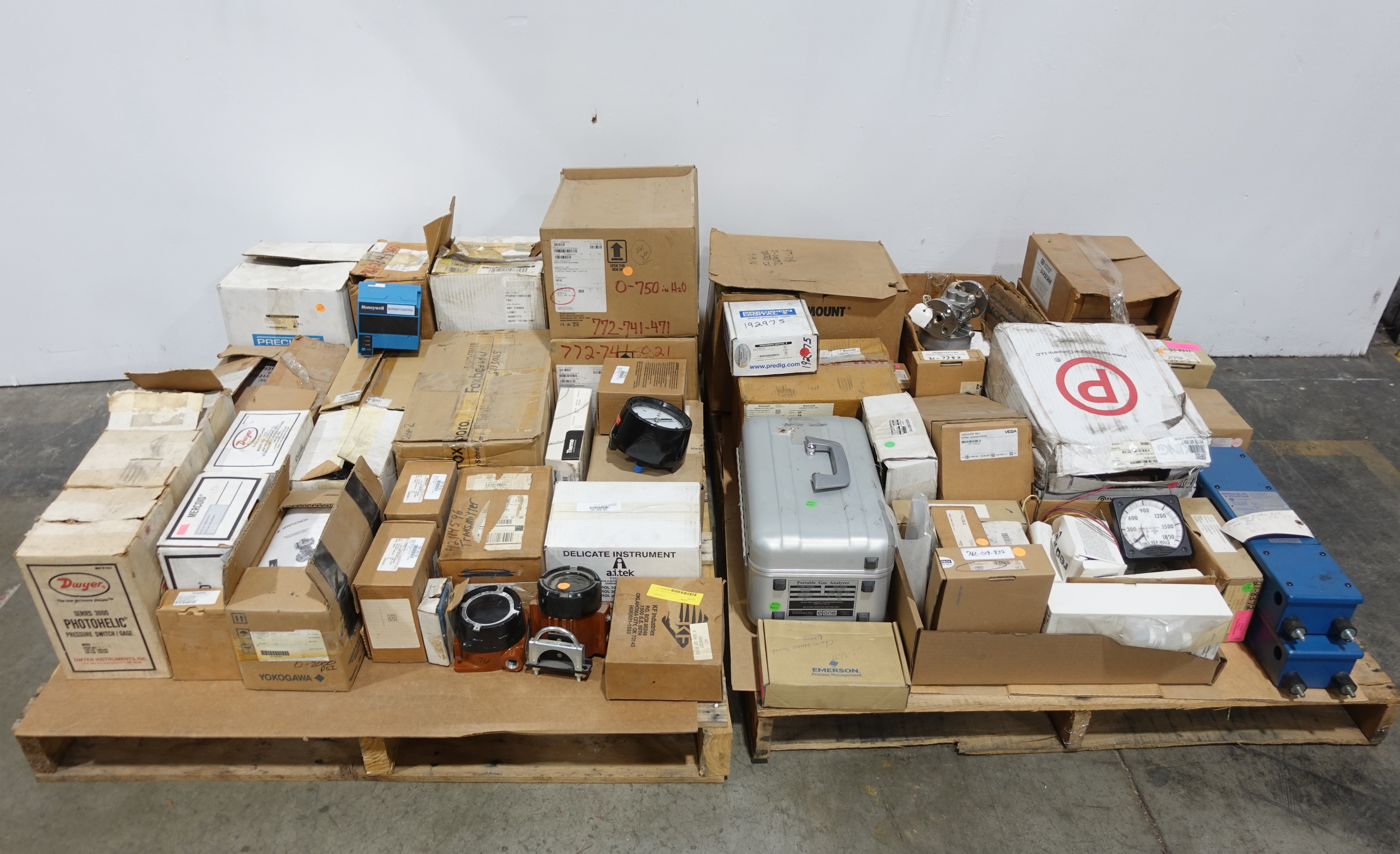 2 PALLETS OF ASSORTED INSTRUMENTATION, SWITCHES, SENSORS, GAUGES ...