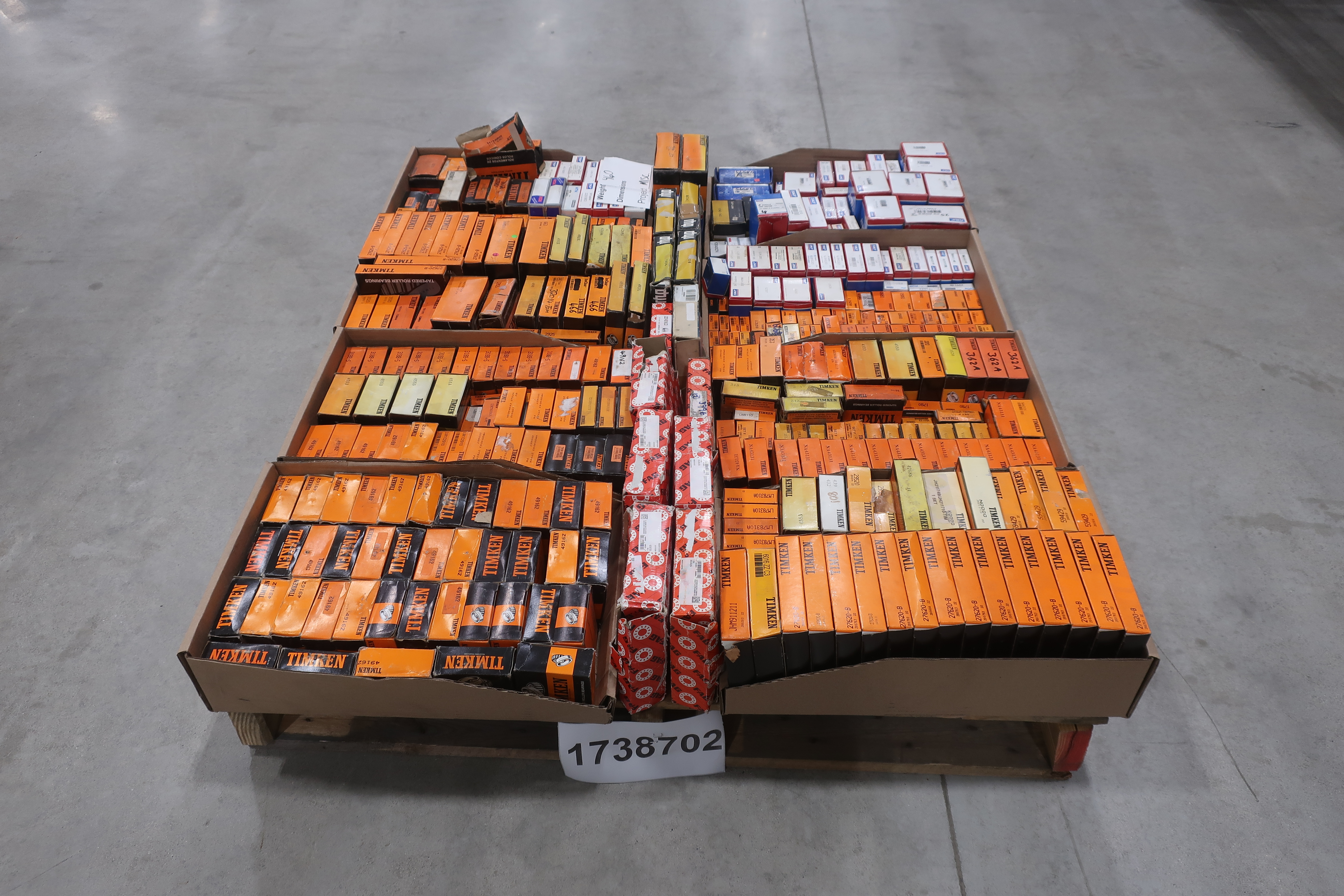 SKU 1738702 - PALLET OF ASSORTED BEARINGS, TIMKEN, FAG, SKF, RHP, NSK ...
