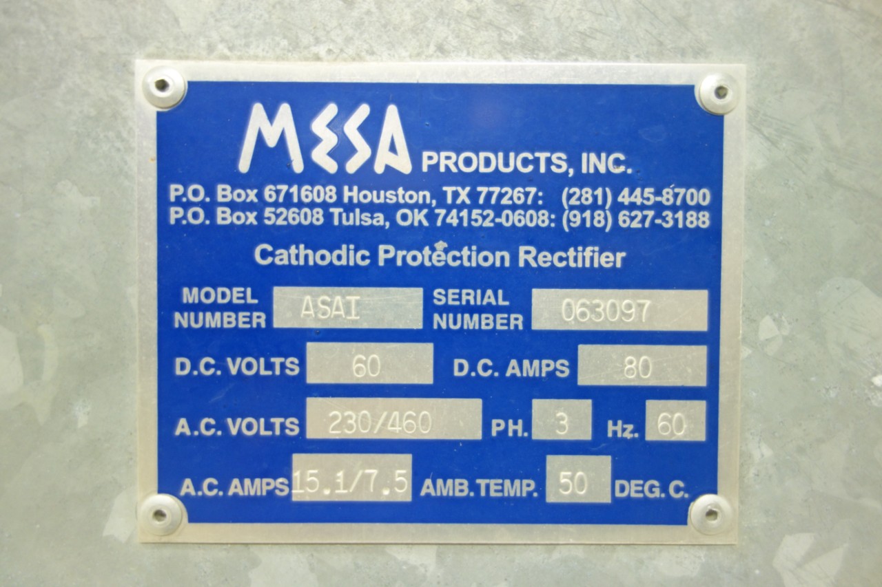 MESA ASAI CATHODIC PROTECTION RECTIFIER For Sale | Aucto