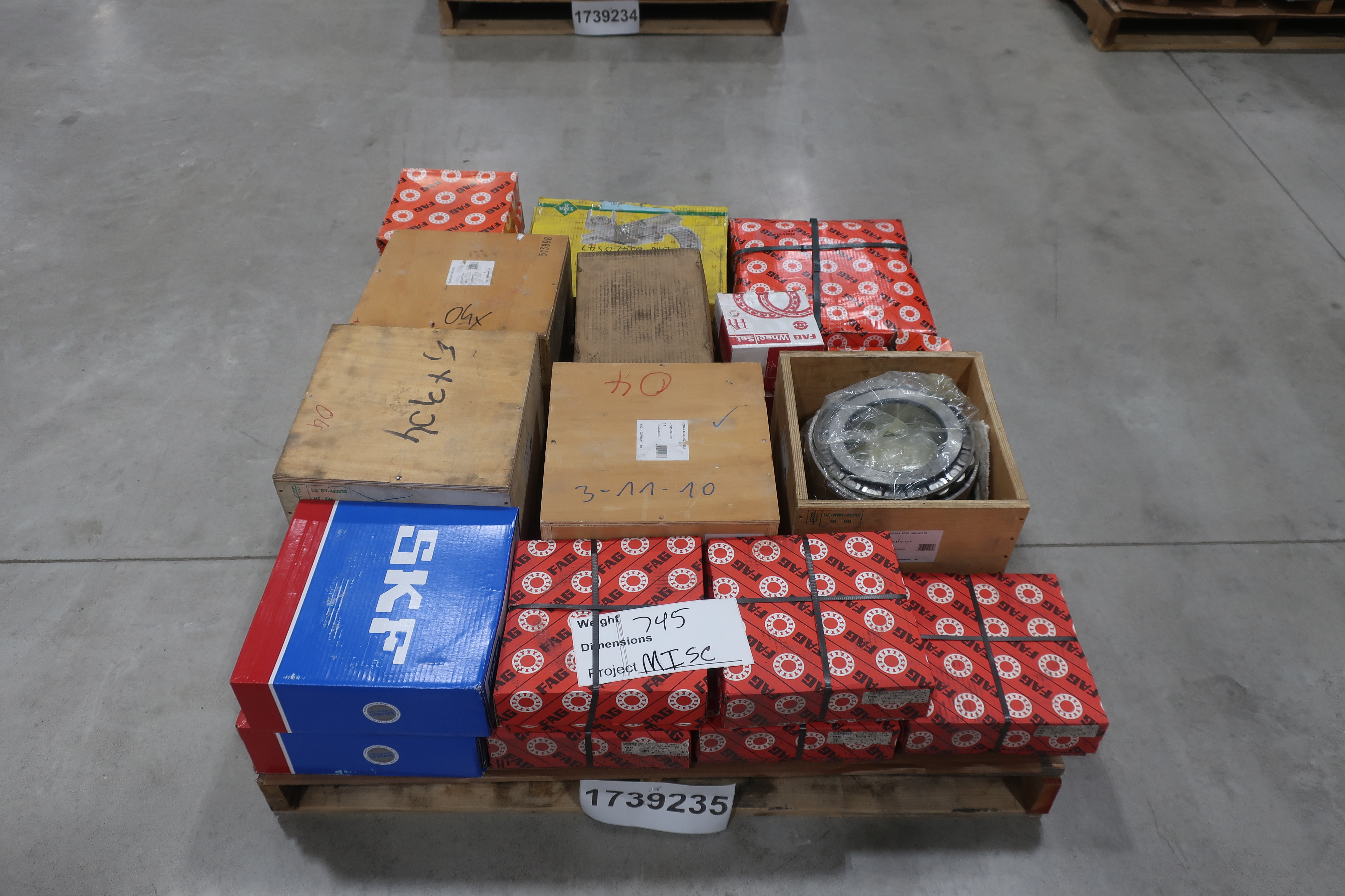 SKU 1739235 - PALLET OF ASSORTED BEARINGS, FAG, SKF, INA For Sale | Aucto