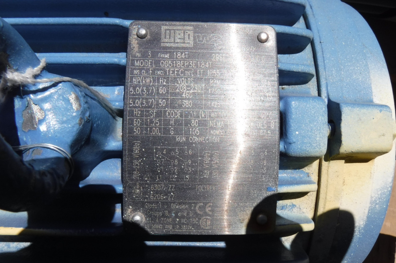 5 HP WEG 1800 RPM 184T Frame Motor Unused