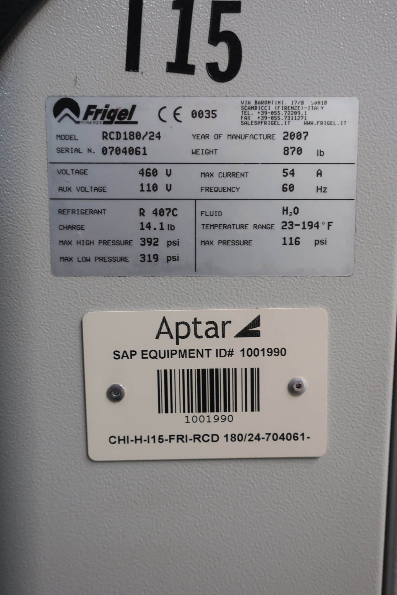 FRIGEL RCD180 24 23 194F 460V AC WATER BATHS CHILLERS AND CIRCULATOR