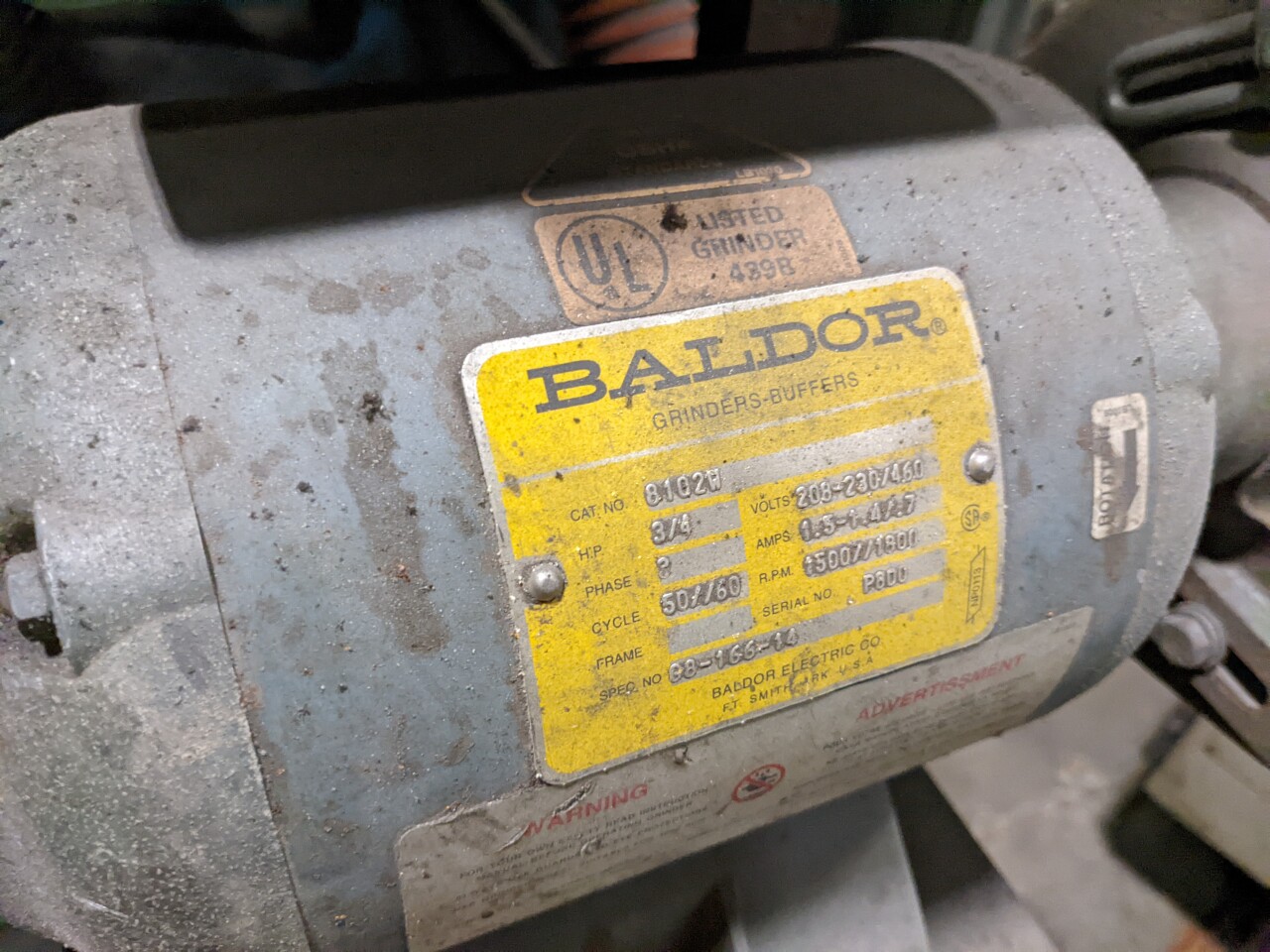 BALDOR 8102W 6" x 3/4-HP DOUBLE END BENCH GRINDER WITH STAND