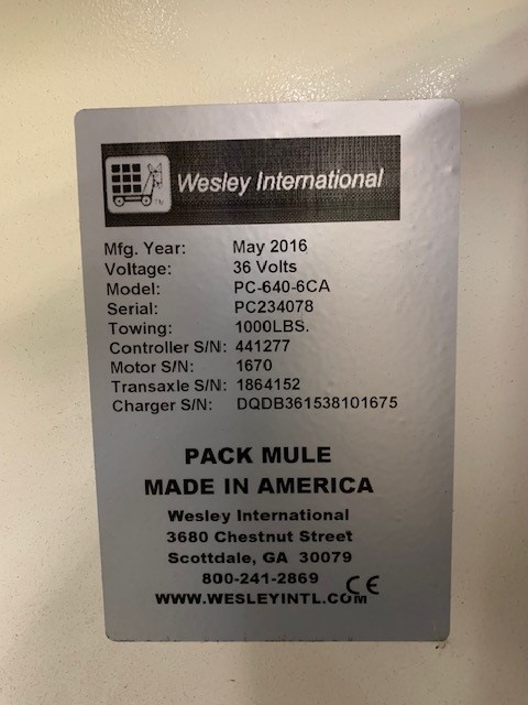 2016 PACK MULE PC-640-6CA