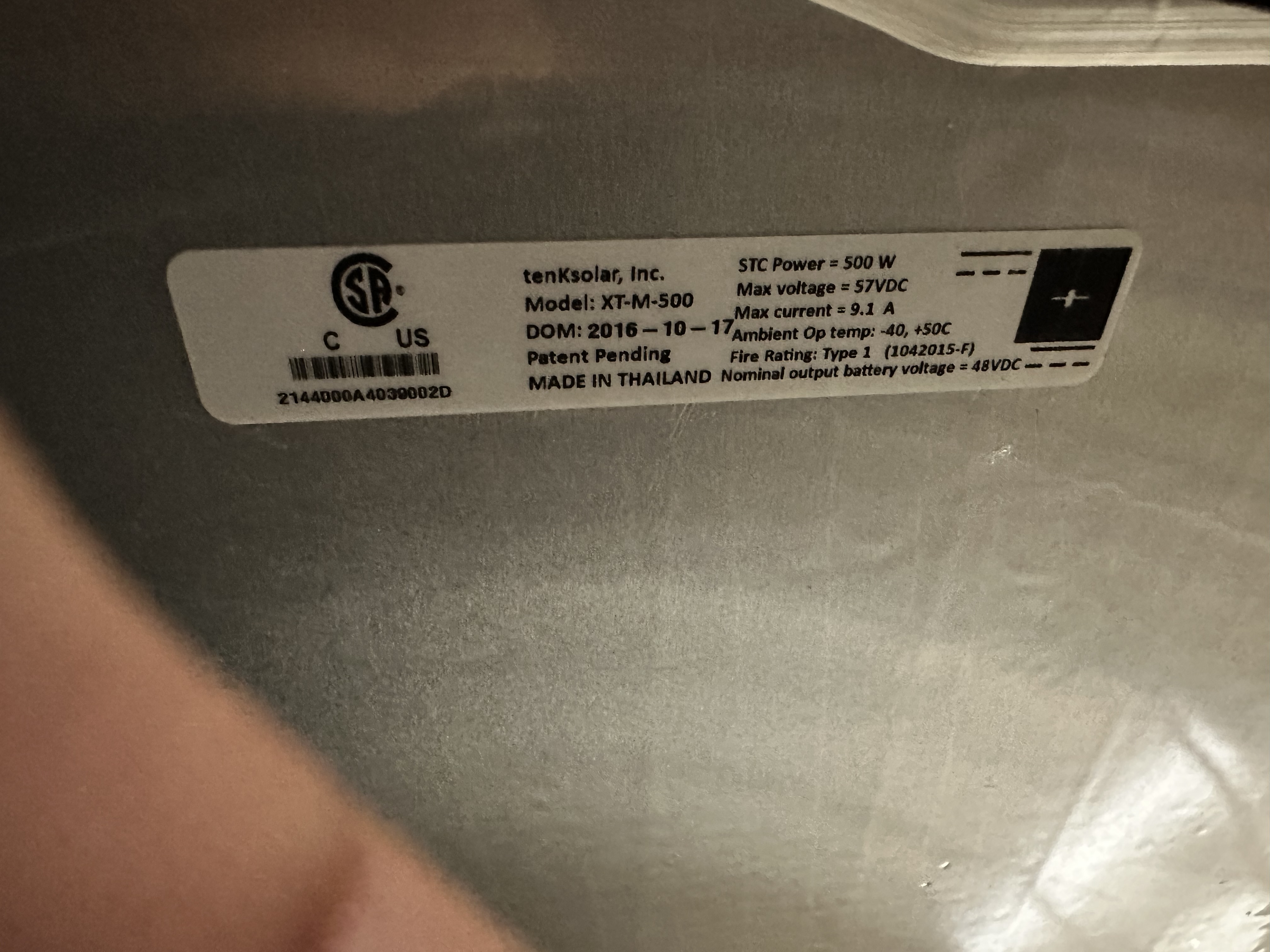 Tek Solar, Inc. XT-M-500 Solar Panels (Quantity of 87)