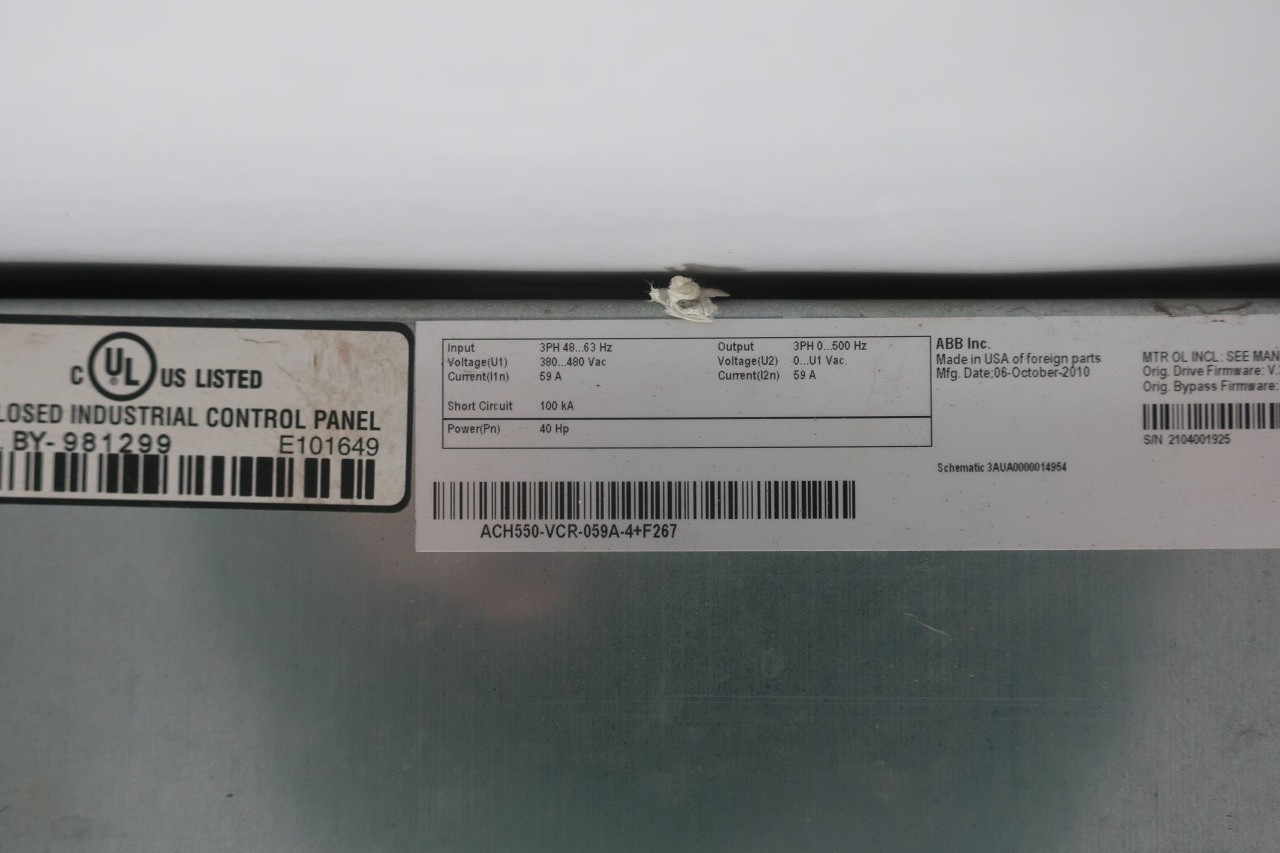 ABB ACH550-VCR-059A-4+F267 AC VFD DRIVE For Sale | Aucto