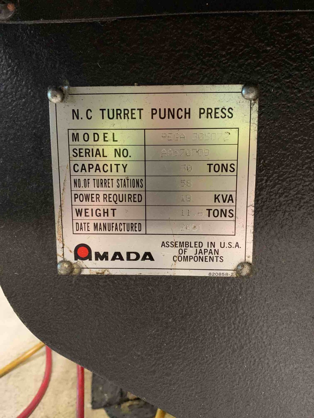 Amada PEGA-357 305072 CNC Turret Punch Press with Amadan-04P-C Controller