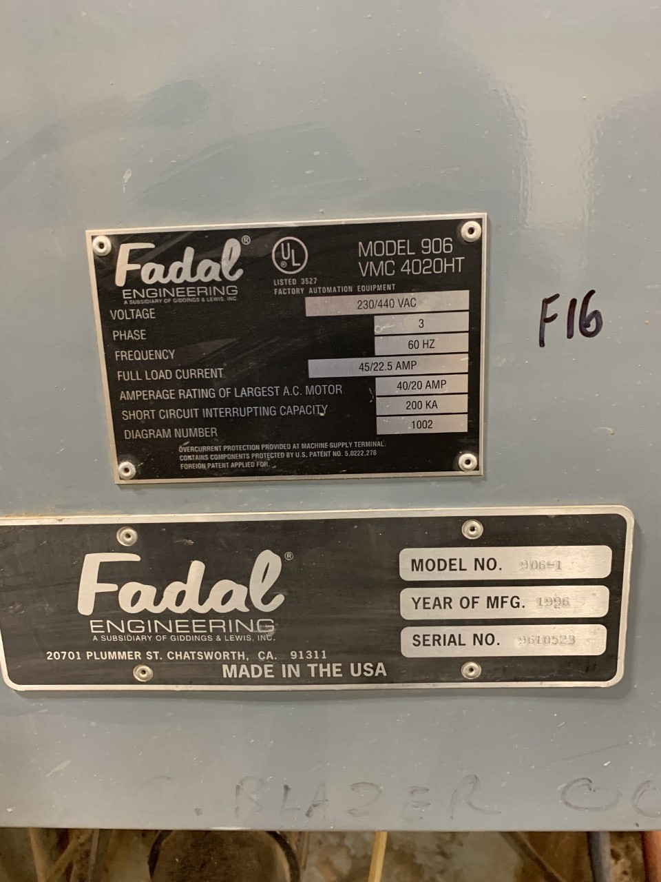 1996 Fadal CNC Machine Center