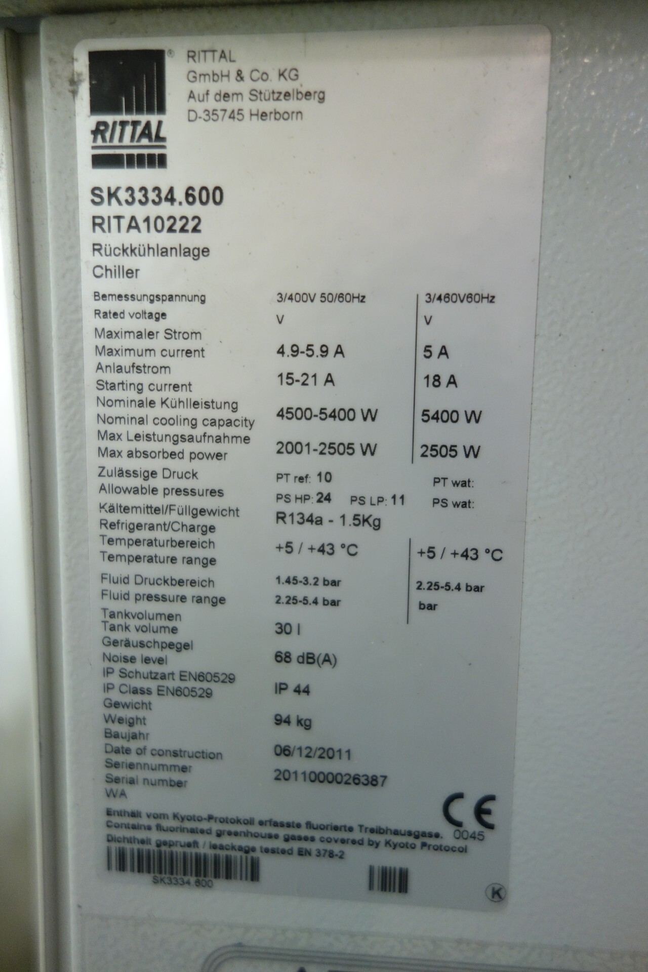 LOT OF 2 RITTAL SK3334.60 CHILLER For Sale | Aucto