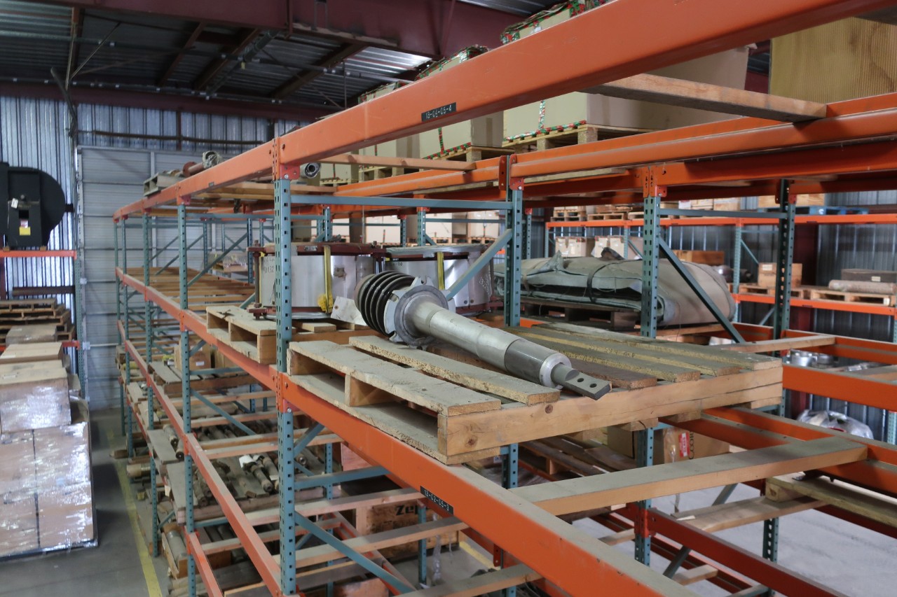 CONTENTS OF 9X SECTIONS OF PALLET RACKING, ASSORTED COAL TURBINE ...