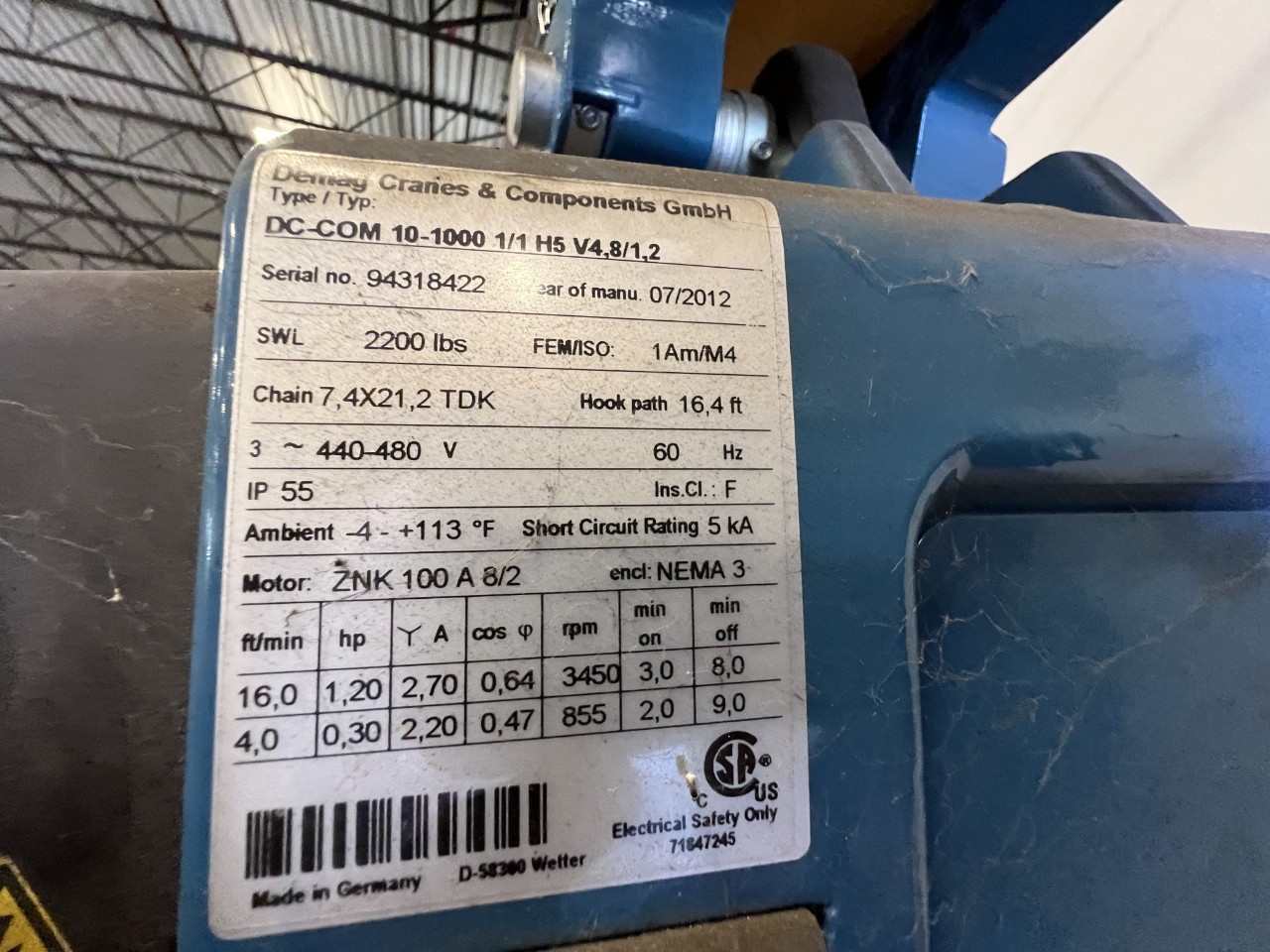 Demag hoist with gantry For Sale | Aucto