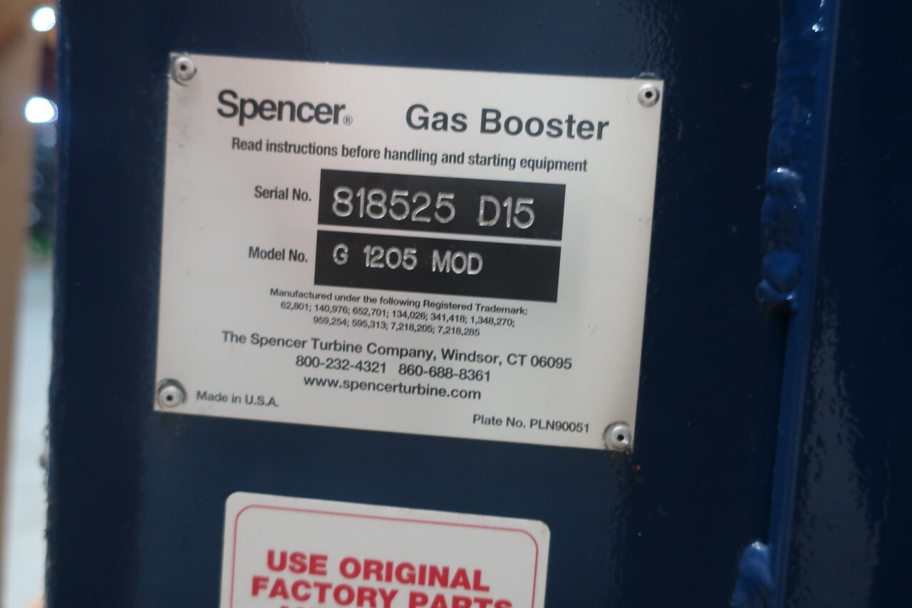 SPENCER GAS BOOSTER REGENERATIVE BLOWER For Sale | Aucto