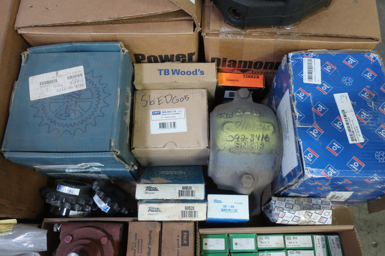 3 PALLETS OF ASSORTED POWER TRANSMISSION REPLACEMENT PARTS