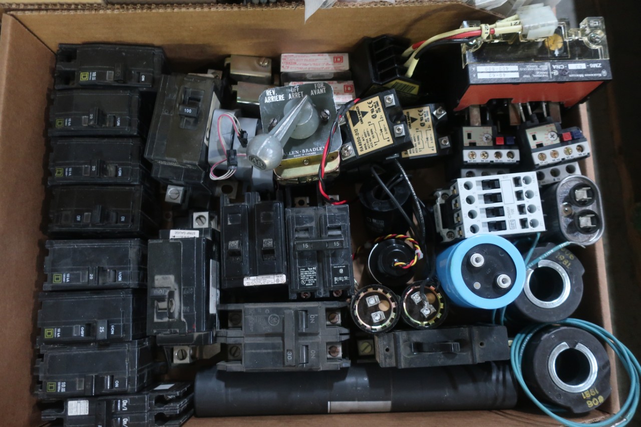 4 PALLETS OF ASSORTED ELECTRICAL COMPONENTS AND HARDWARE