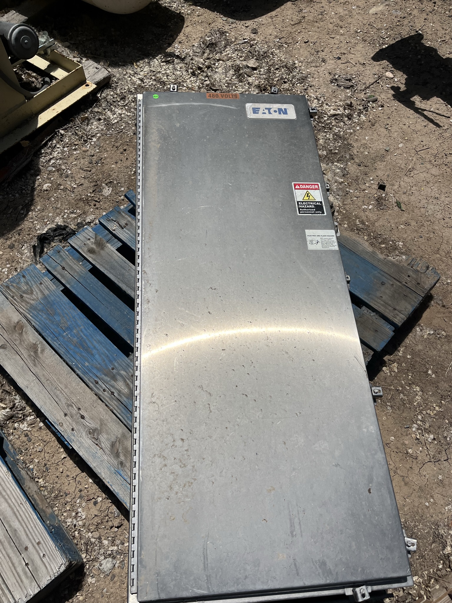 Bulk Lot of GE and Eaton Transformers, Breakers, Power Panelboard Enclosure