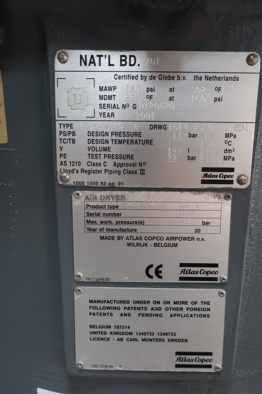 ATLAS COPCO MD 300 HPS 1614 7618 19 MEMBRANE AIR DRYER For Sale | Aucto