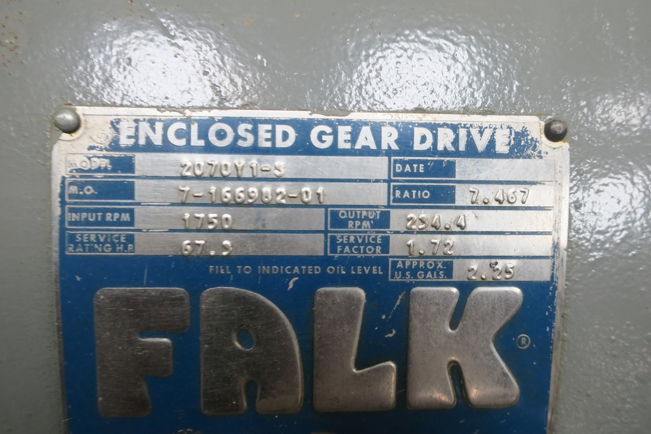 FALK 2070Y1-S 2-1/4IN 3-1/2IN 67.3HP 7.467:1 ENCLOSED GEAR DRIVE For ...
