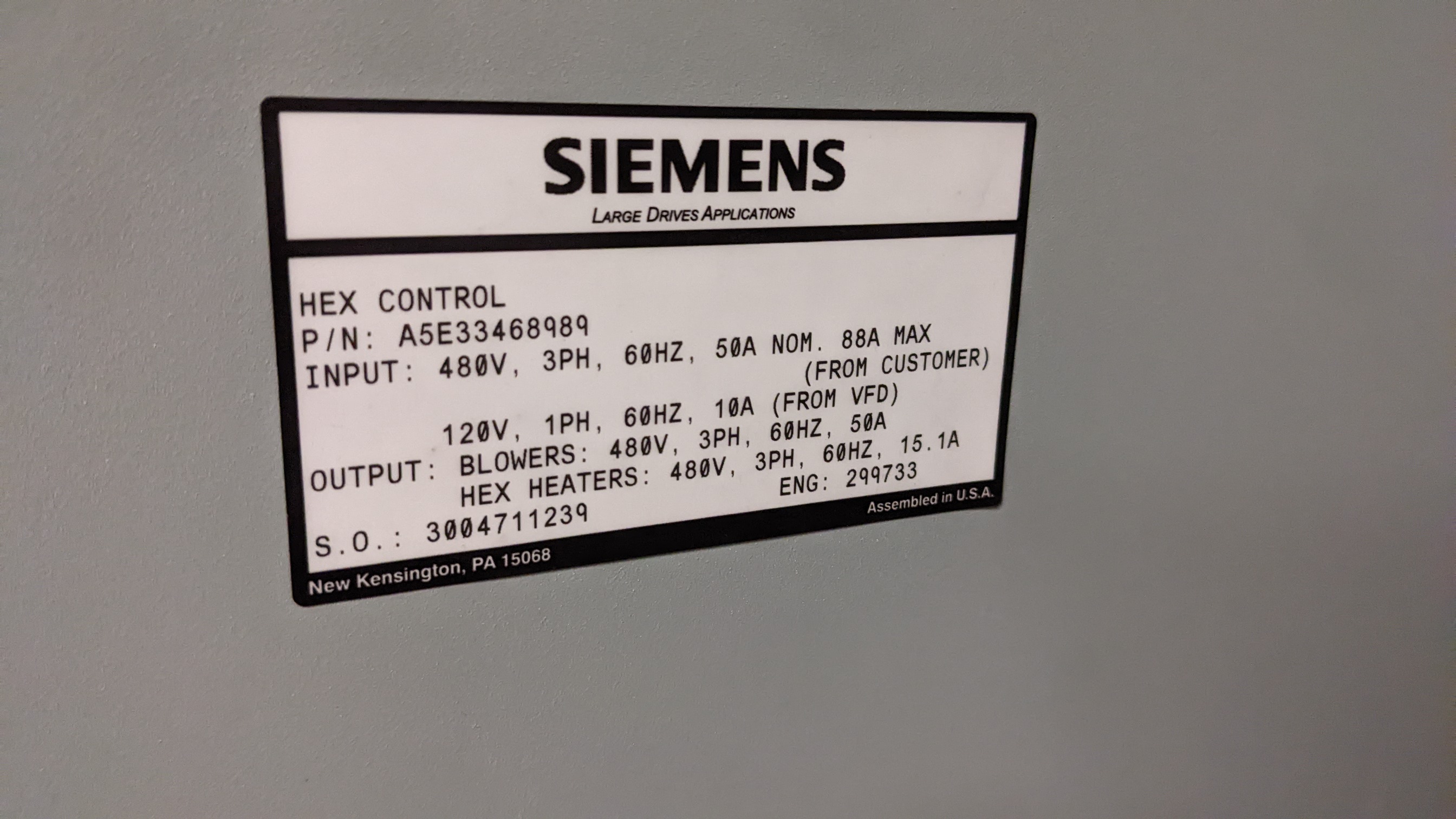 SIEMENS CONTROL PANEL