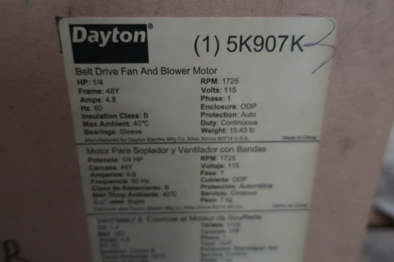 DAYTON 5K907K BELT DRIVE FAN AND BLOWER MOTOR