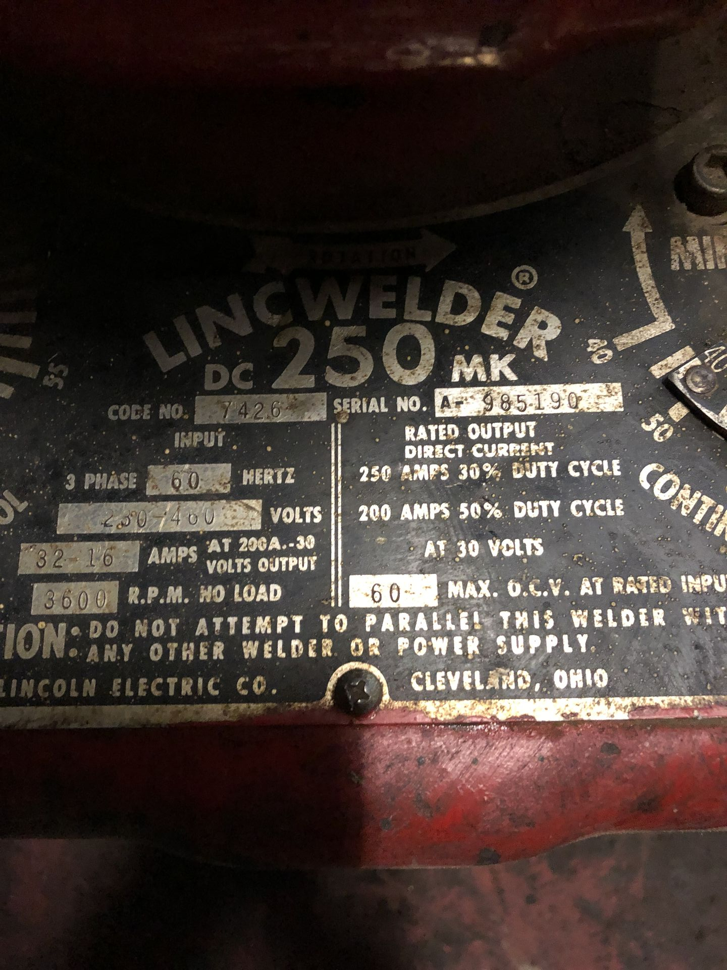 Lincoln DC-250 MK Arc Welder