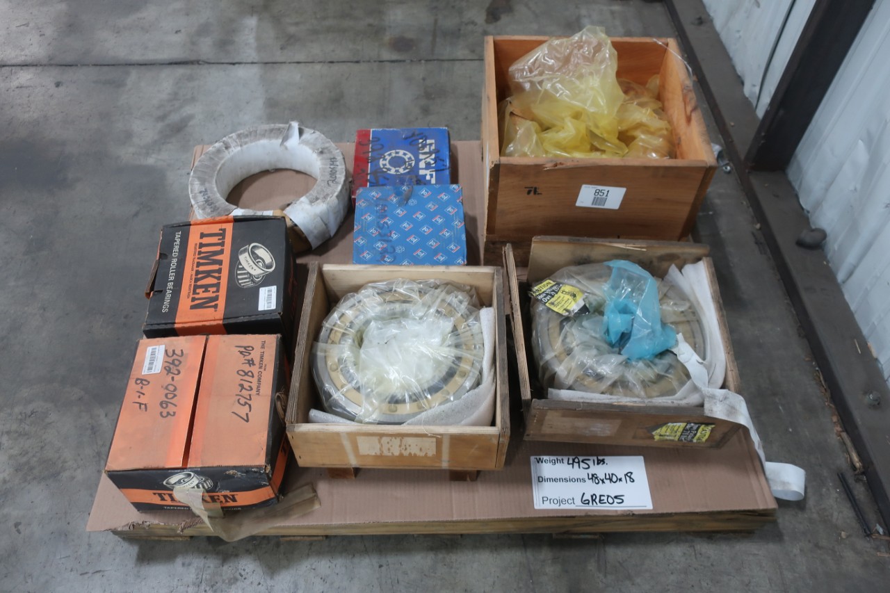 PALLET OF ASSORTED SKF AND TIMKEN ROLLER BEARINGS