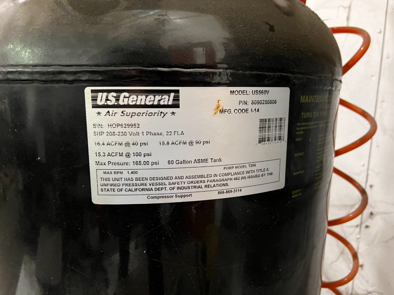 US GENERAL US560V AIR COMPRESSOR 50GAL For Sale | Aucto