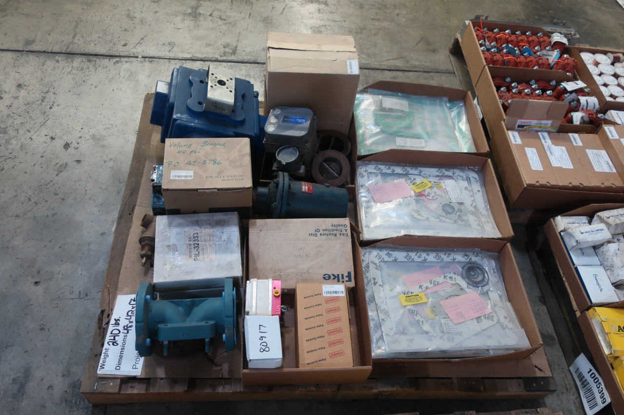 5 PALLETS OF ASSORTED VALVES, VALVE PARTS AND ACCESSORIES