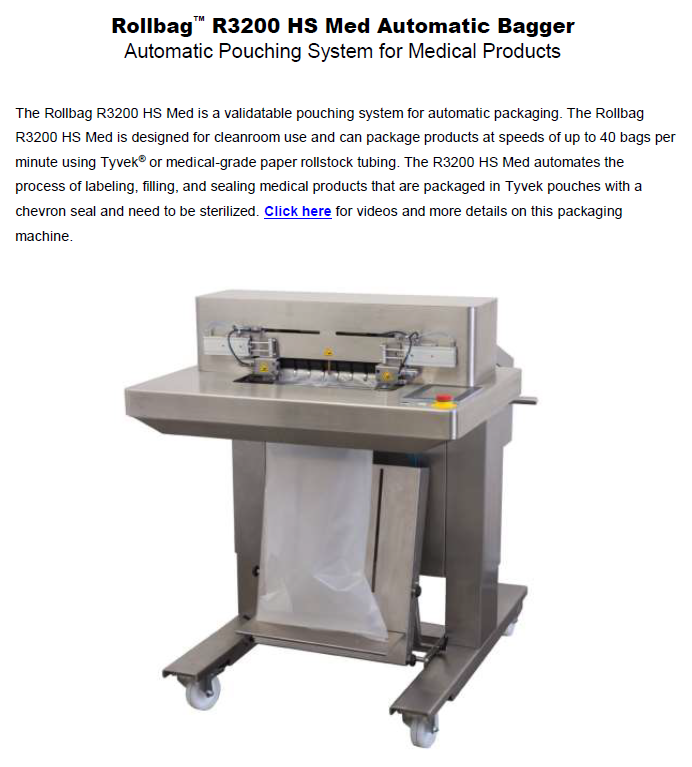 2021 PAC Machinery R3200 ROLLBAG HS MED AUTOMATIC BAGGER For Sale | Aucto