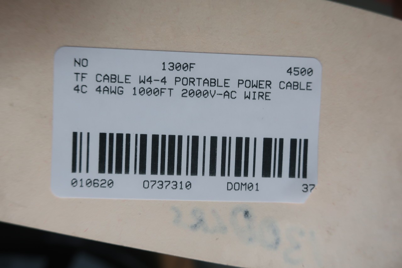 NA W4-4 PORTABLE POWER CABLE 4C 4AWG 1000FT 2000V-AC WIRE